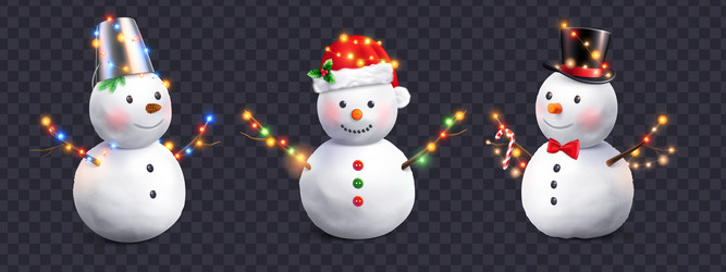 Snowman realistic set Royalty Free Vector Image