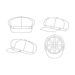 Template cowboy hat flat sketch design outline Vector Image