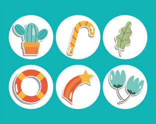 Cute stickers set design Royalty Free Vector Image