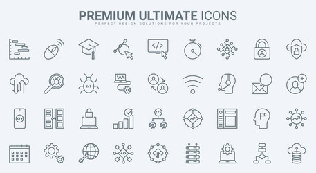Software outline icons collection Royalty Free Vector Image