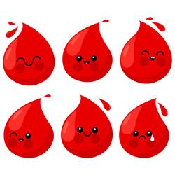 Various blood type character droplet mascots Vector Image