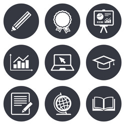 Education and study icon presentation signs Vector Image