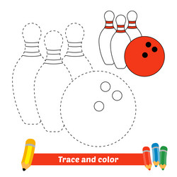 Trace and color for kids ball Royalty Free Vector Image