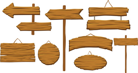 Wooden banners rustic signboards and direction Vector Image