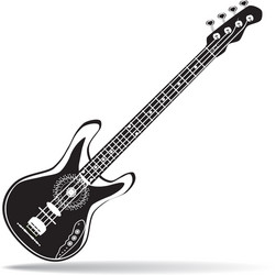 Bass guitar black line outline Royalty Free Vector Image