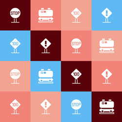 Set pop art cable car train ticket stop sign Vector Image