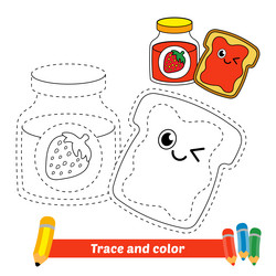 Trace and color for kids monkey Royalty Free Vector Image