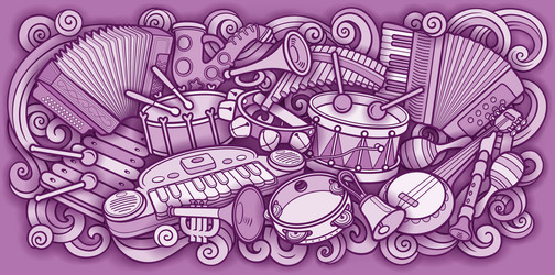 Cartoon kids cute doodles musical instruments Vector Image