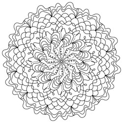 Symmetrical contour doodle mandala wavy curls Vector Image