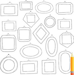 Hand drawn picture frame doodle square oval photo Vector Image