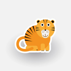 Happy tiger childlike cartoon character Royalty Free Vector