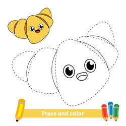 Trace and color for kids bread Royalty Free Vector Image