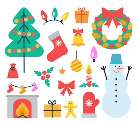 Christmas icons symbols set Royalty Free Vector Image
