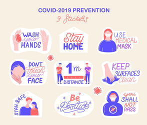 Coronavirus virus prevention line icons Royalty Free Vector