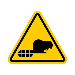 Attention beaver warning red road sign caution Vector Image