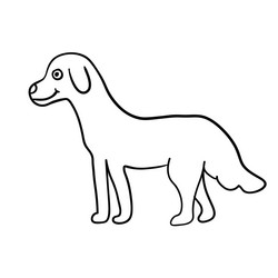 Cartoon doodle linear sitting dog Royalty Free Vector Image