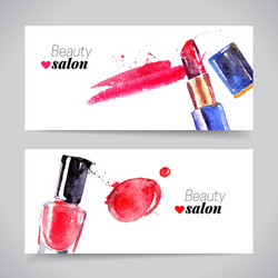 Lipstick banner horizontal set Royalty Free Vector Image
