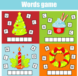 Christmas and new year theme word game for kids Vector Image