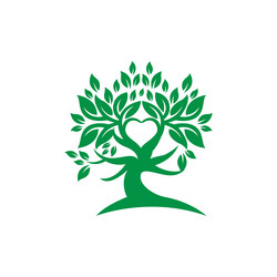 Human hands holding green tree symbol concept Vector Image