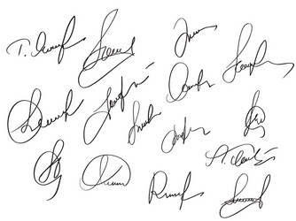 Manual signature for documents on white background