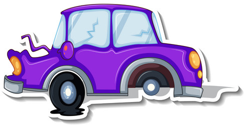 Sticker design with car accident isolated Vector Image
