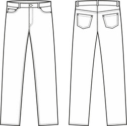 Mans classic straight jeans front and back Vector Image