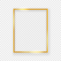 Realistic shining golden picture frame on a wall Vector Image