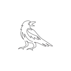 One single line drawing mysterious raven Vector Image