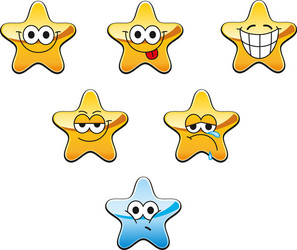 Funny cartoon star character emotions set Vector Image