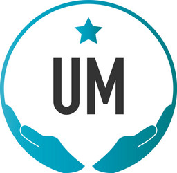 Initial letter uf hand care logo design template Vector Image