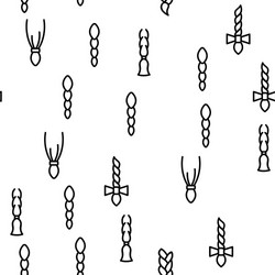 Braid bread hairstyles seamless pattern Royalty Free Vector