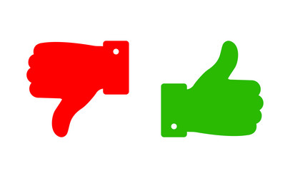 Green thumb up and red thumb down icon symbol set Vector Image