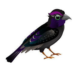 Cute animated bird isolated on white background Vector Image