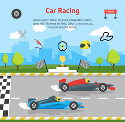 Cartoon car racing sport professional competition Vector Image