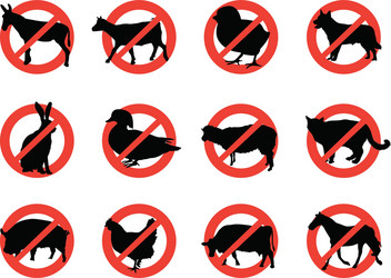 Farm animals warning signs Royalty Free Vector Image