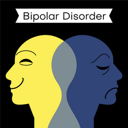 Mood disorder split personality bipolar disorder Vector Image