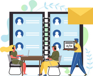 Contact center flat style design Royalty Free Vector Image