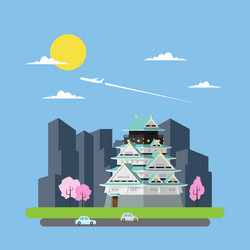 Flat design landscape of japan Royalty Free Vector Image