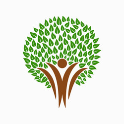 Green tree people symbol for community team help Vector Image