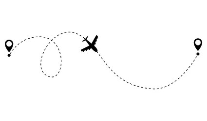 Airplane dotted route line path travel line shape Vector Image