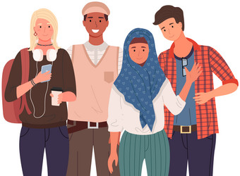 Diverse college university students standing Vector Image