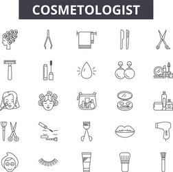 Cosmetologist line icons signs set Royalty Free Vector Image