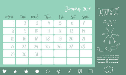 Hand drawn lettering calendar months Royalty Free Vector