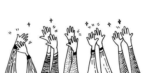 Doodle applause hands of people happy clapping Vector Image