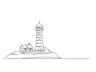 Continuous one line drawing of lighthouse tower Vector Image