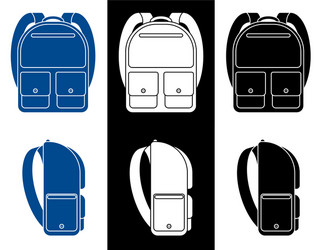 Kid backpack set cartoon side or front view Vector Image