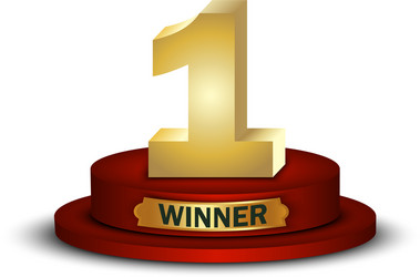 Winner number one with confetti on round pedestal Vector Image