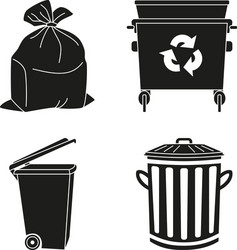 Black and white full trash bag silhouette Vector Image