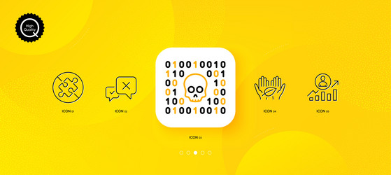 Reject binary code and lock minimal line icons Vector Image