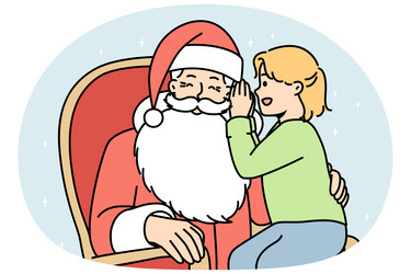 Child whispering in santa claus ear Royalty Free Vector